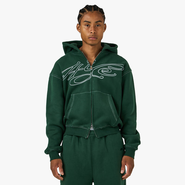 4YE Signature Zip Hoodie Forest Green / White – Livestock