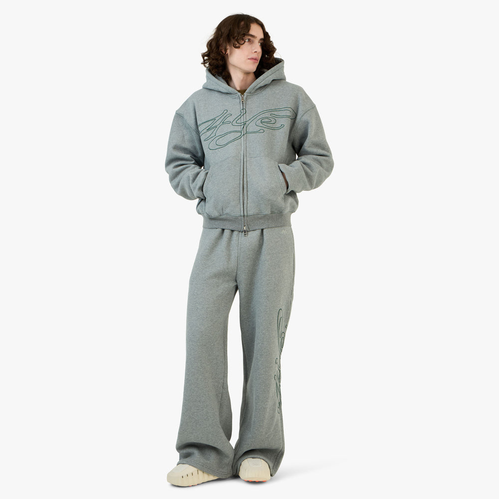 4YE Signature Zip Wide Pant Medium Grey / Forrest Green – Livestock
